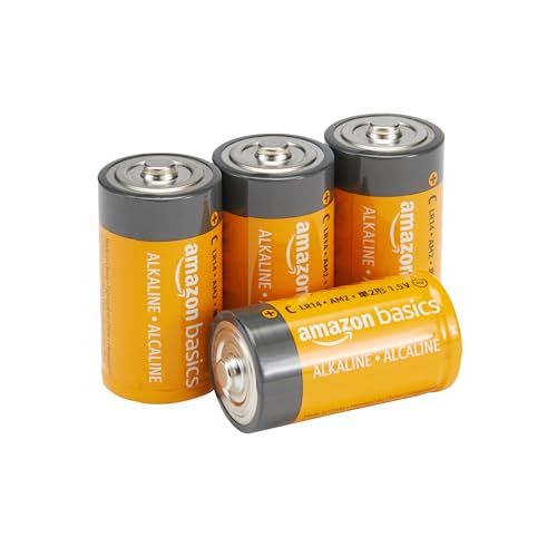 Amazon Basics 4-Pack C Cell Alkaline All-Purpose Batteries, 1.5 Volt, 5 ...