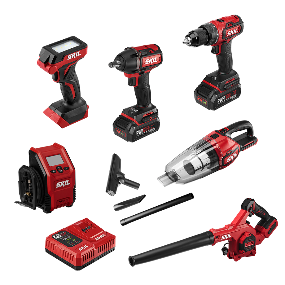 Skil PWR CORE 20 Brushless 20V 6-Tool Combo Kit with Auto PWR JUMP ...