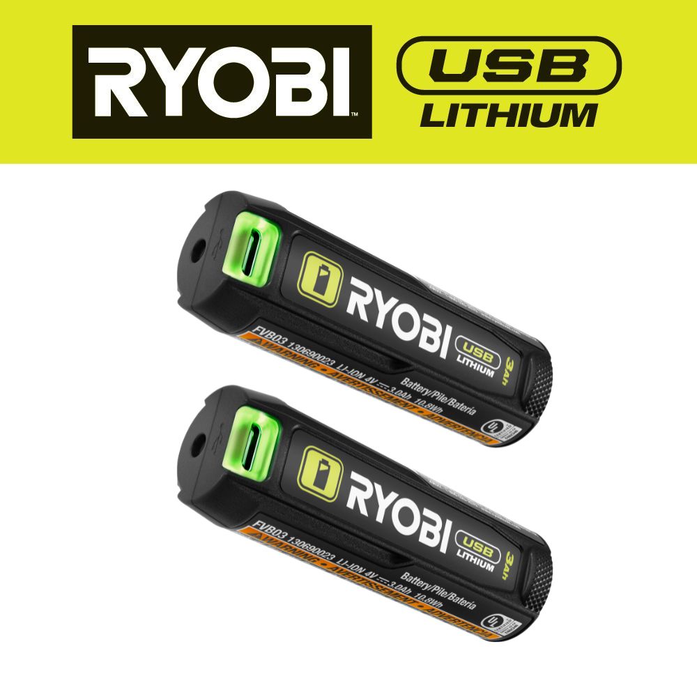 Ryobi USB Lithium 3Ah Lithium Rechargeable Battery (2-Pack) (FVB203 ...