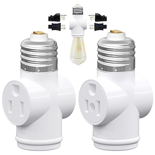 eRqILUJI 2 Pack, Light Socket to Plug Adapter, Convert E26 Light Socket ...