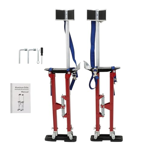 TJHSM 24-40inchs Adjustable Drywall Aluminum Stilts Red for Painting ...