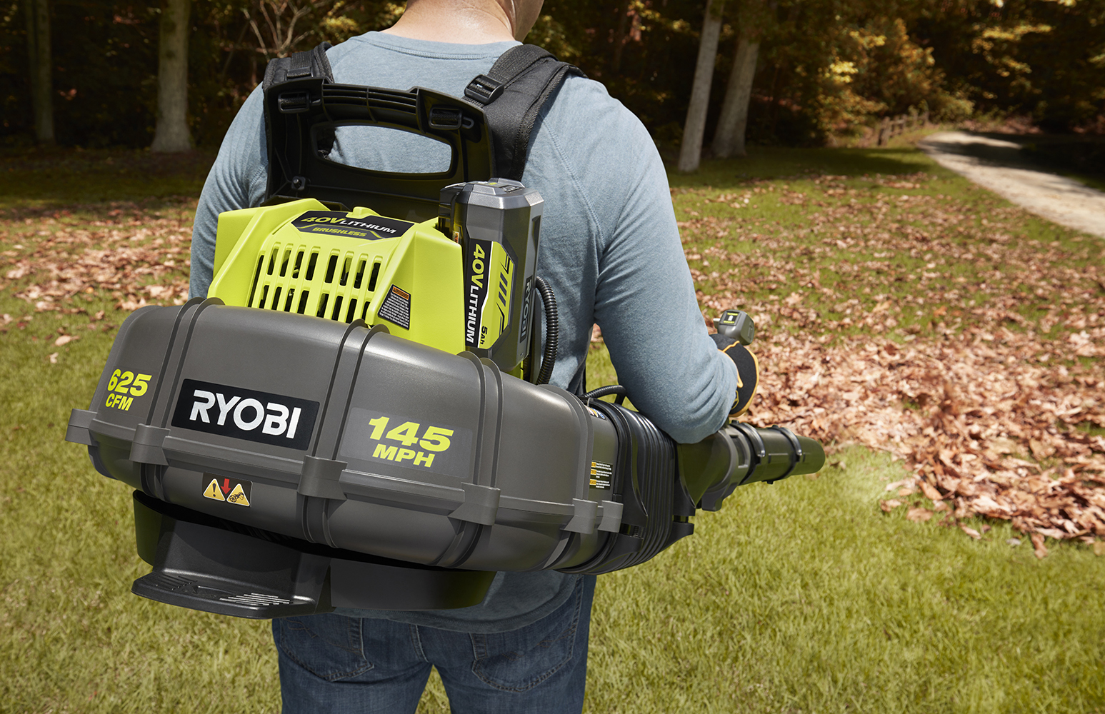 Ryobi 40V Brushless 625 CFM Whisper Series Backpack Blower Kit (RY40440 ...