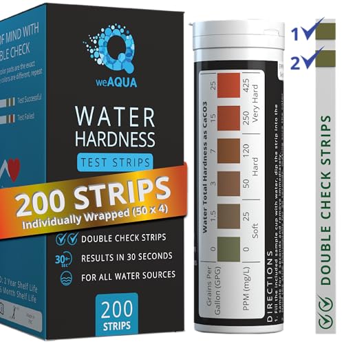 WEAQUA DoubleCheck Water Hardness Test Kit 200 Strips with Sample Cup ...