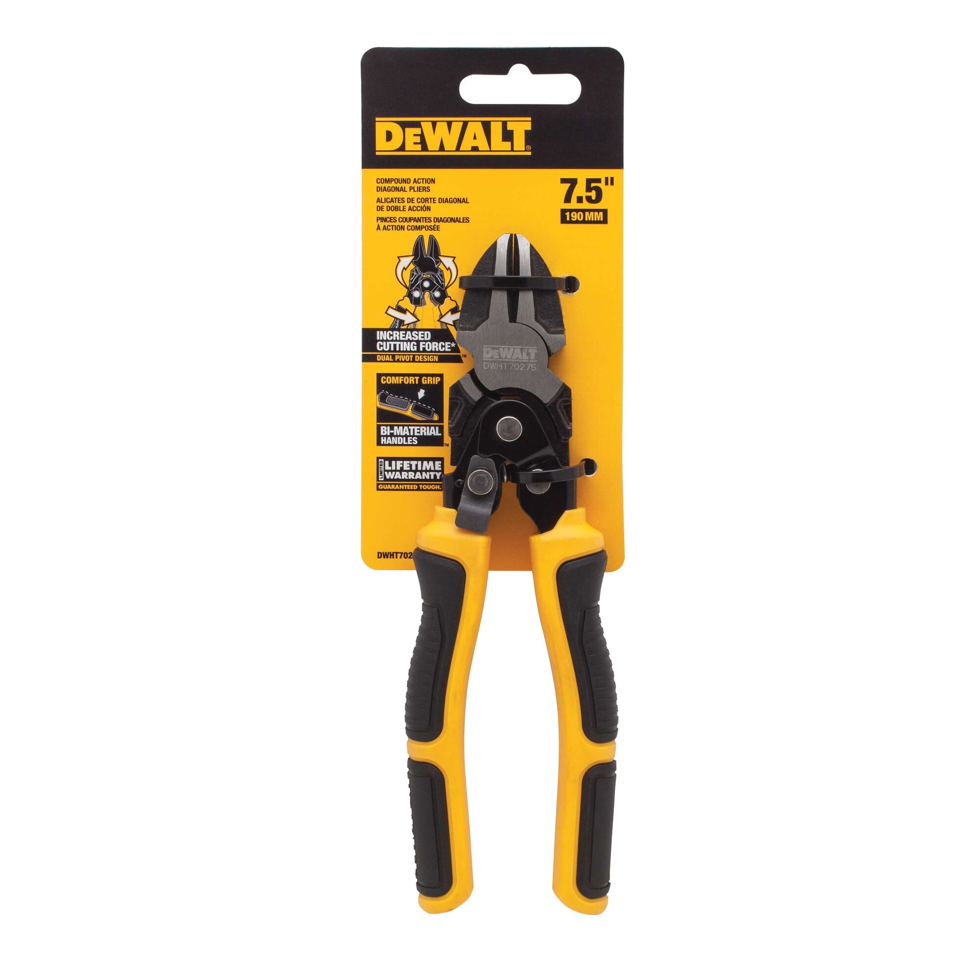 DeWalt 7.5 in. Compound Action Diagonal Pliers (DWHT70275) - Toolstash