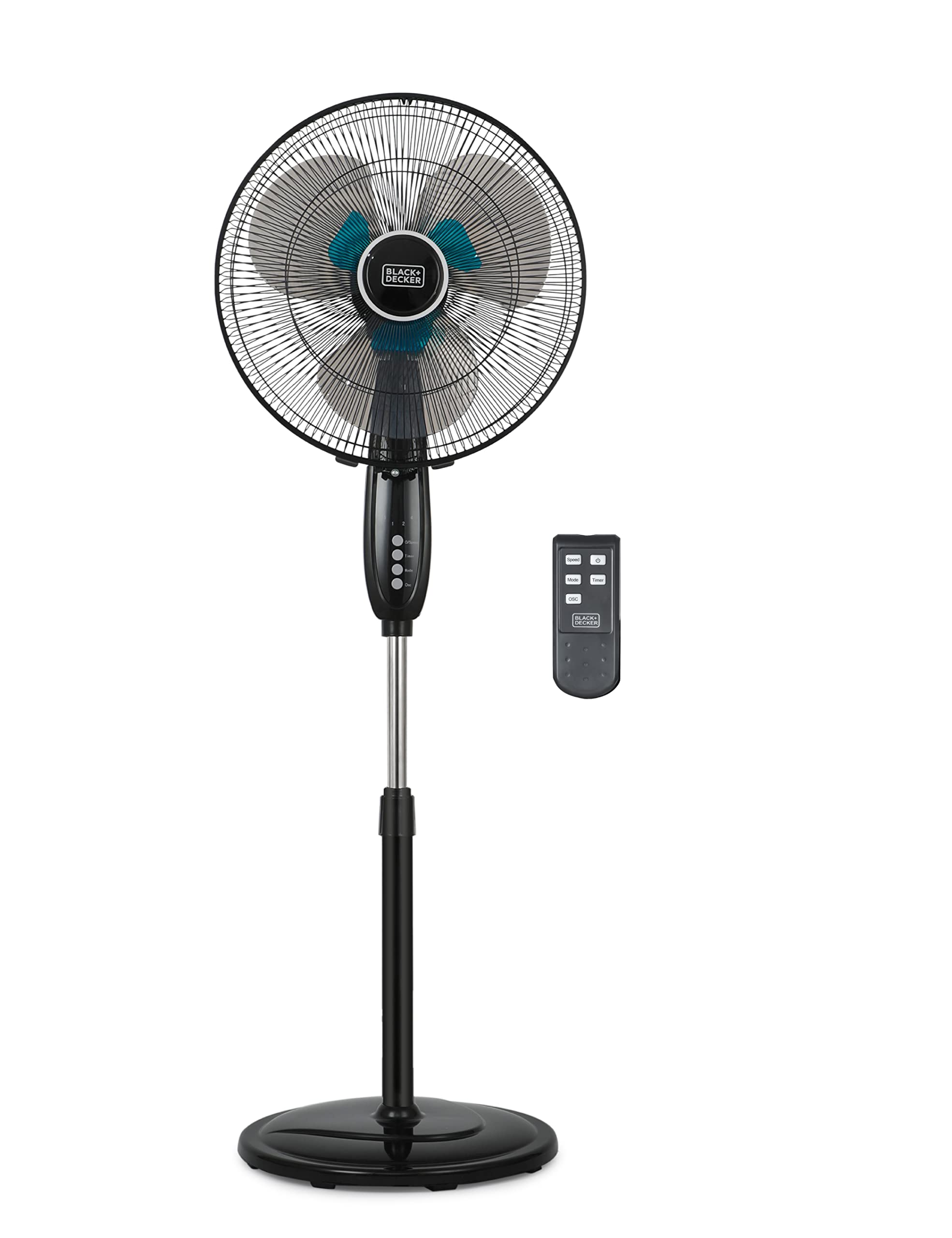 Black & Decker 16 in. Dual-Blade Stand Fan with Remote (Black ...