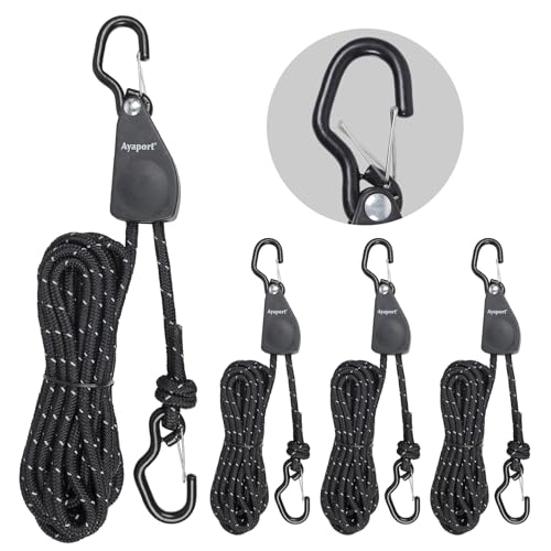 Ayaport Rope Tie Down Ratchet Kayak Straps with Safety Lock S Hook 1/4 ...