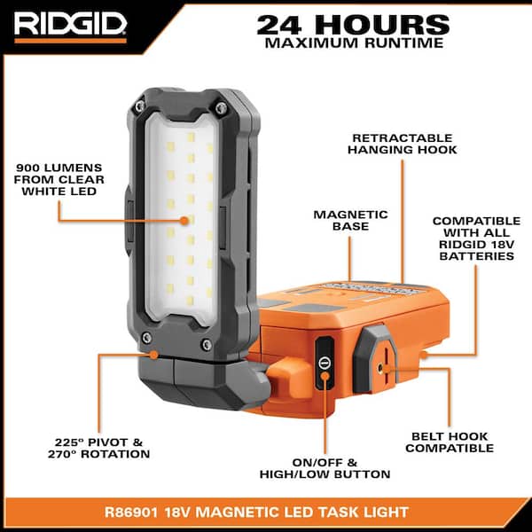 Ridgid MAGNETIC LED TASK LIGHT (R86901B) - Toolstash