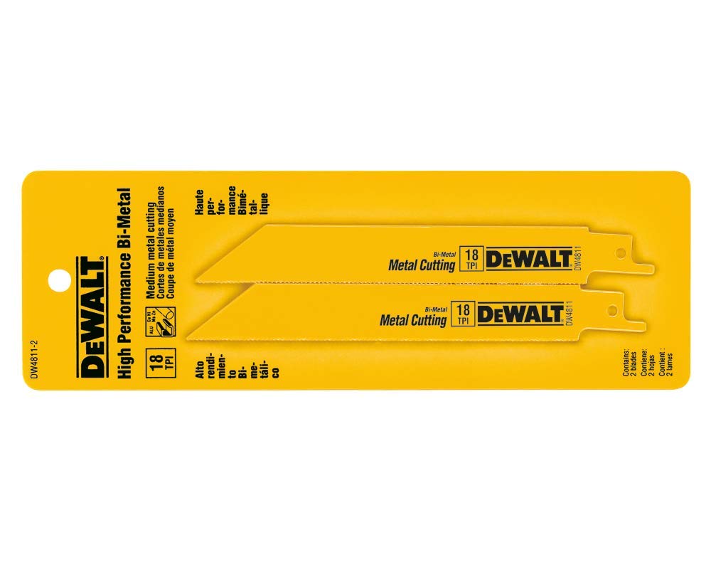 DeWalt 6 in. 18 TPI Straight Back Bi-Metal Reciprocating Blade (2 Pk ...