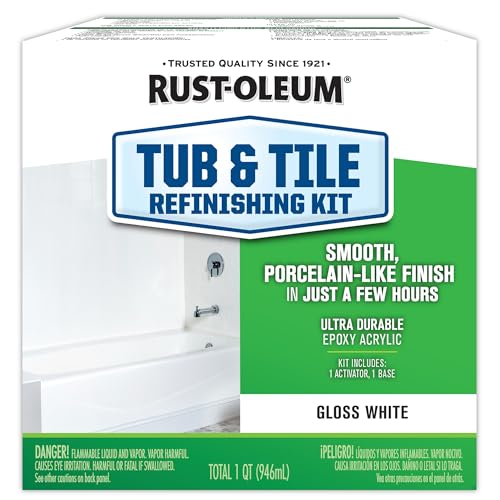Rust-Oleum 384165 Tub And Tile Refinishing 2-Part Kit, 32 oz, Gloss ...