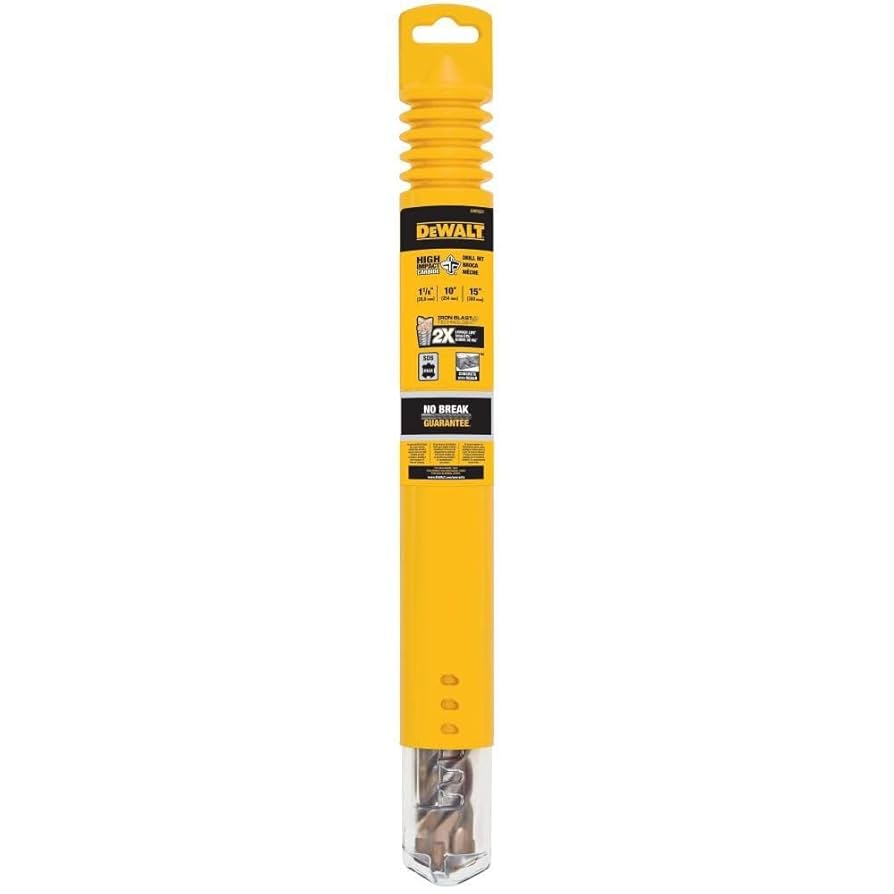DeWalt 1-1/8" x 10" x 15" SDS-Max High Impact Quad Drill Bit (DW5821 ...