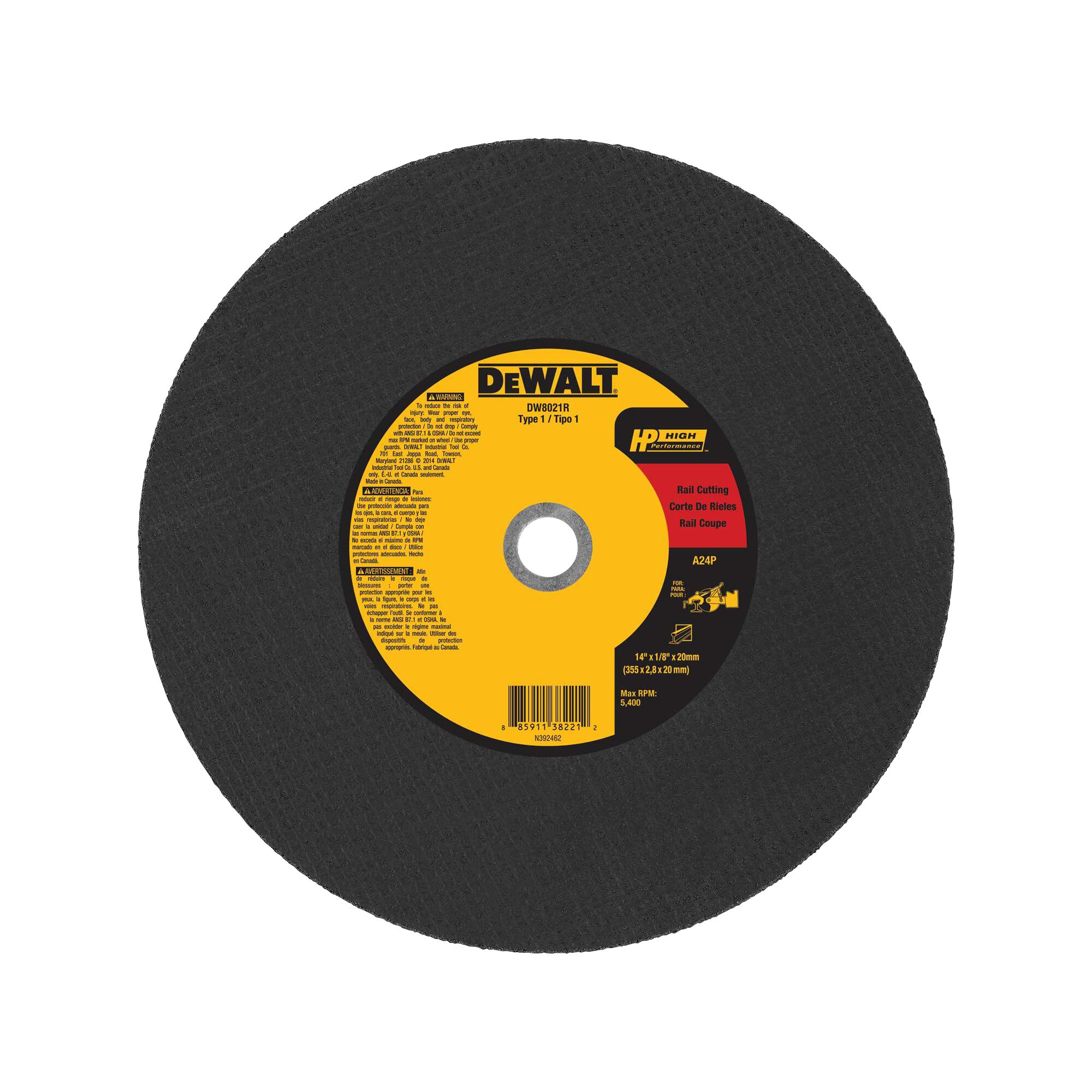 DeWalt High Speed Rail Cutting Wheel (Type 1) (DW8021R) - Toolstash