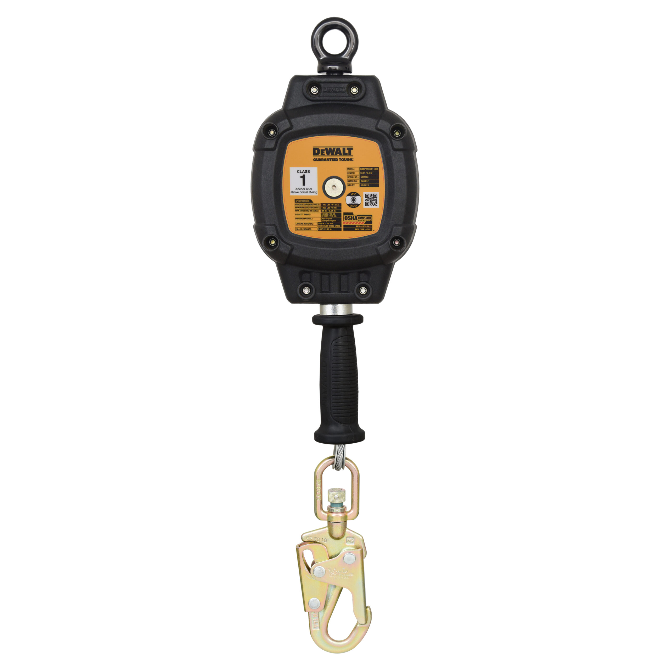 DeWalt Self-retracting lifeline (SRL) — Galvanized cable — 20 ft ...