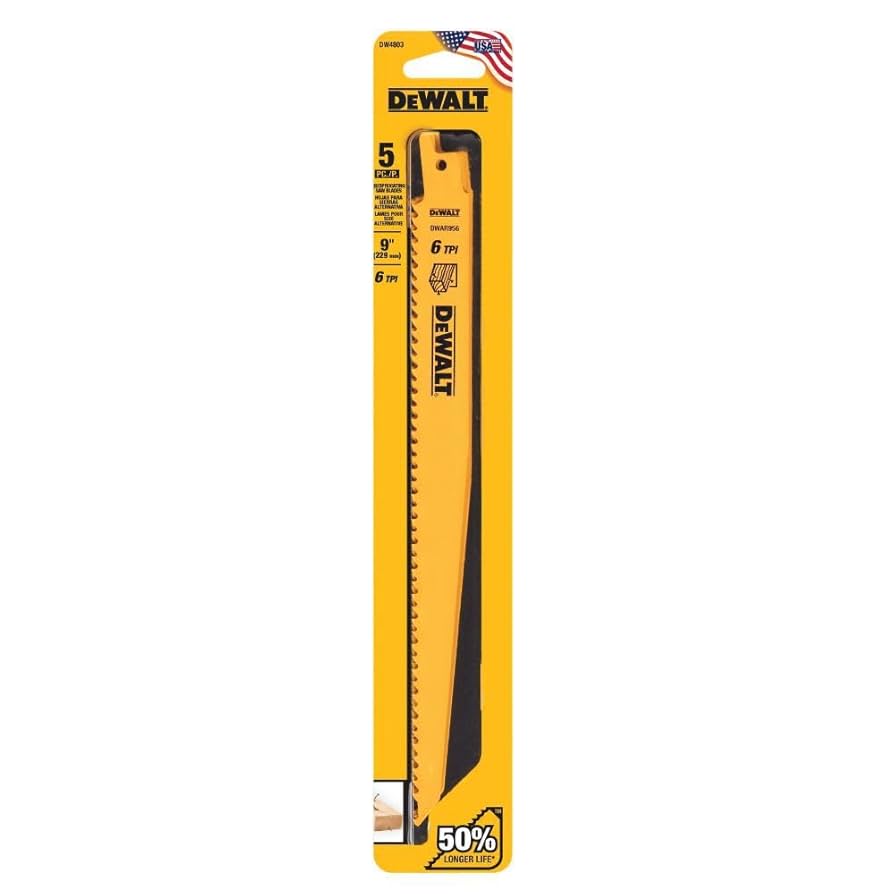 DeWalt 9 in. 6 TPI Taper Back Bi-Metal Reciprocating Blade for General ...