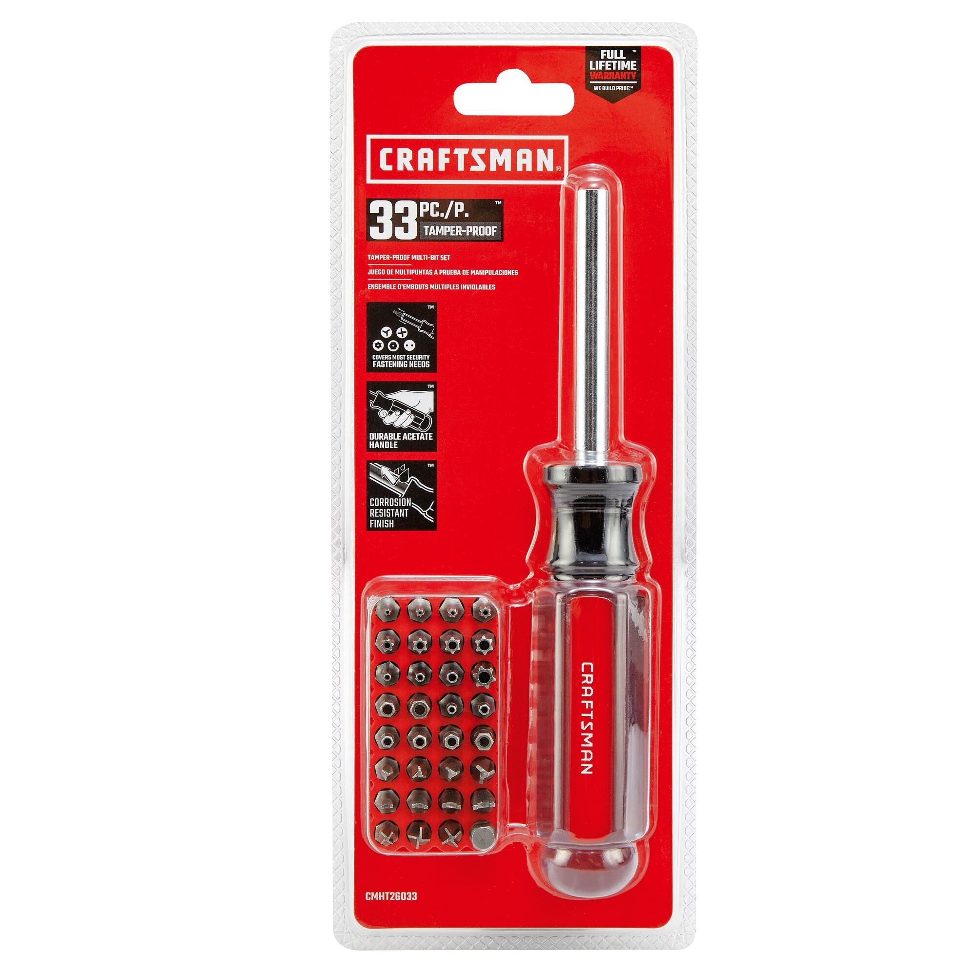 Craftsman Acetate 33Pc Tamper Proof Multi-Bit Screwdriver (CMHT26033 ...