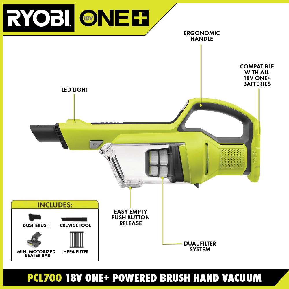 Ryobi Powered Brush Hand Vacuum (PCL700B) - Toolstash