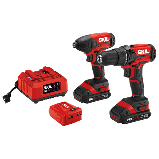 Skil 20V 3-Tool Kit: Drill Driver, Impact Driver, PWR ASSIST USB ...