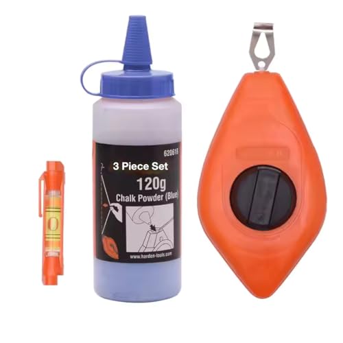 Edward Tools Chalk Line Tool Set with Reel, Powder, Line Level - 3 ...